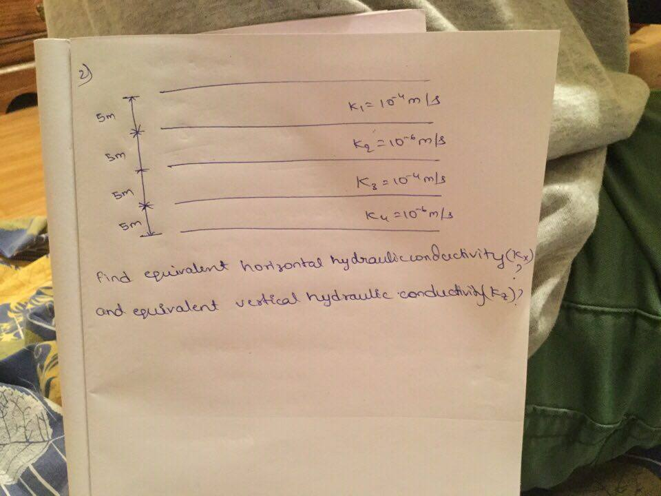 Solved Find equivalent horizontal hydraulic conductivity | Chegg.com