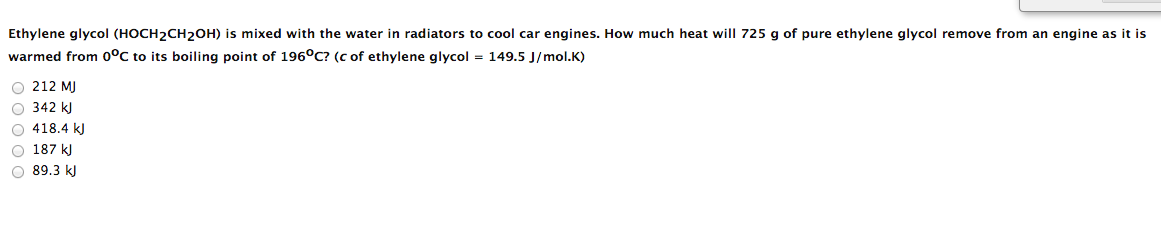 Solved Ethylene glycol (HOCH2CH2OH) is mixed with the water | Chegg.com