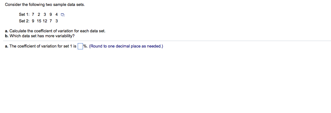 Solved Consider the following two sample data sets. | Chegg.com