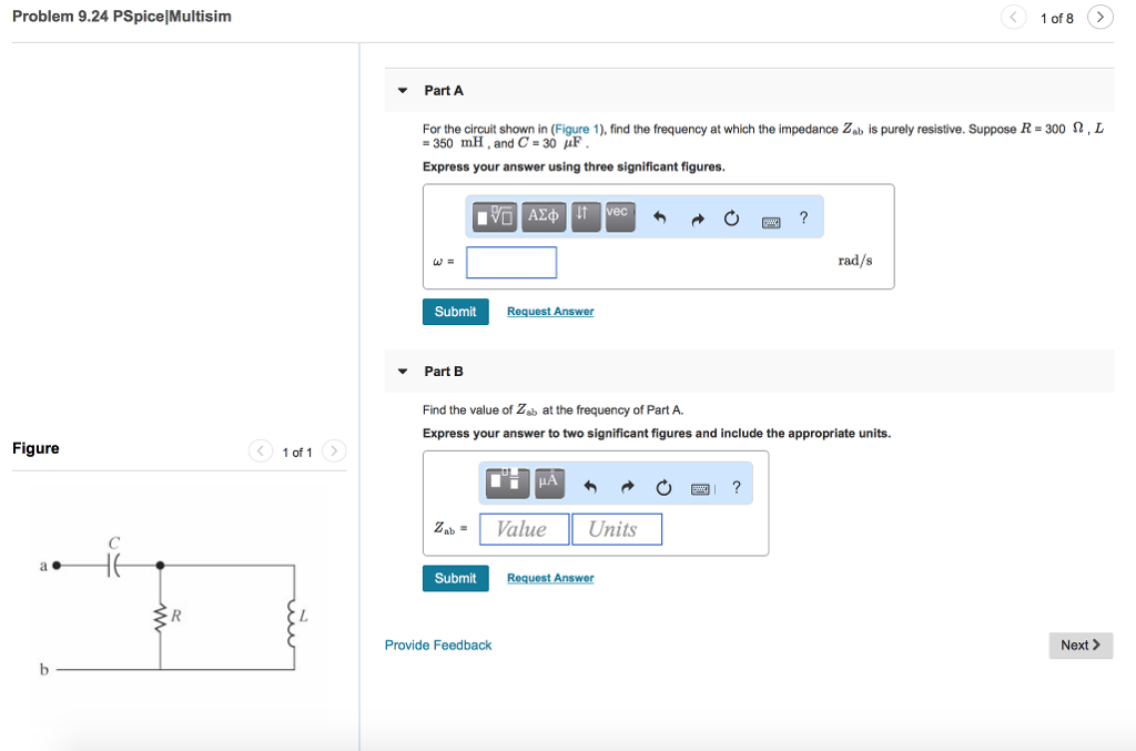 Solved Problem 9.24 PSpice Multisim of 8 Part A For the | Chegg.com