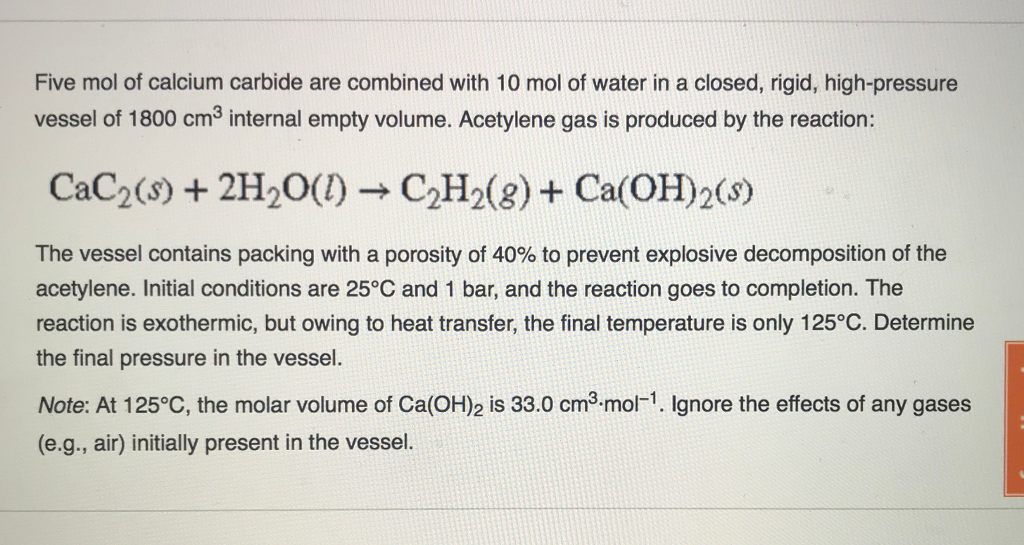 Solved Five mol of calcium carbide are combined with 10 mol | Chegg.com