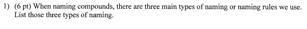 Solved When naming compounds, there are three main types of | Chegg.com