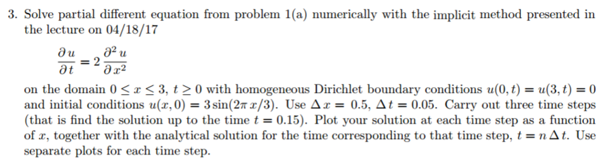 Solved Solve partial different equation from problem 1(a) | Chegg.com