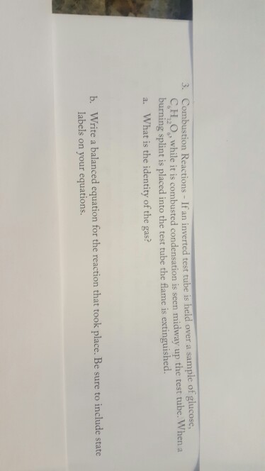 Solved on Reactions If an inverted test tube is held over a | Chegg.com
