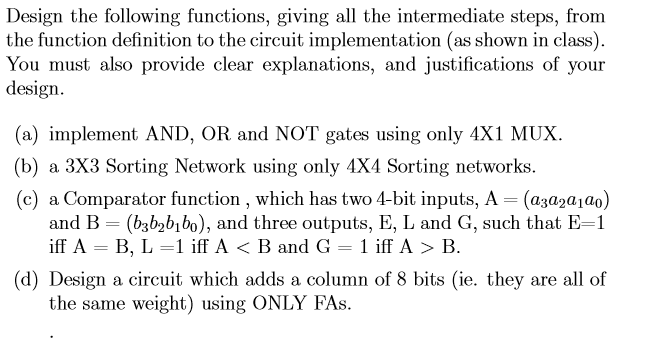 Solved Design the following functions, giving all the | Chegg.com