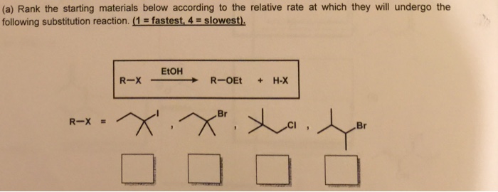 Solved (a) Rank the starting materials below according to | Chegg.com