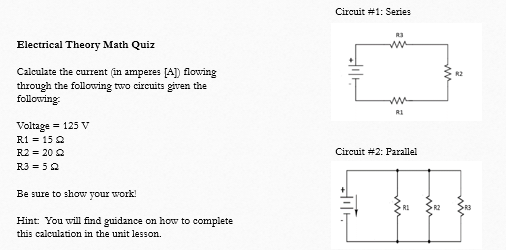 Solved Circuit # 1: Series Electrical Theory Math Quiz | Chegg.com