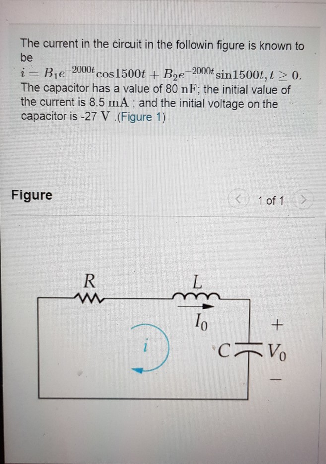 Solved The current in the circuit in the followin figure is | Chegg.com
