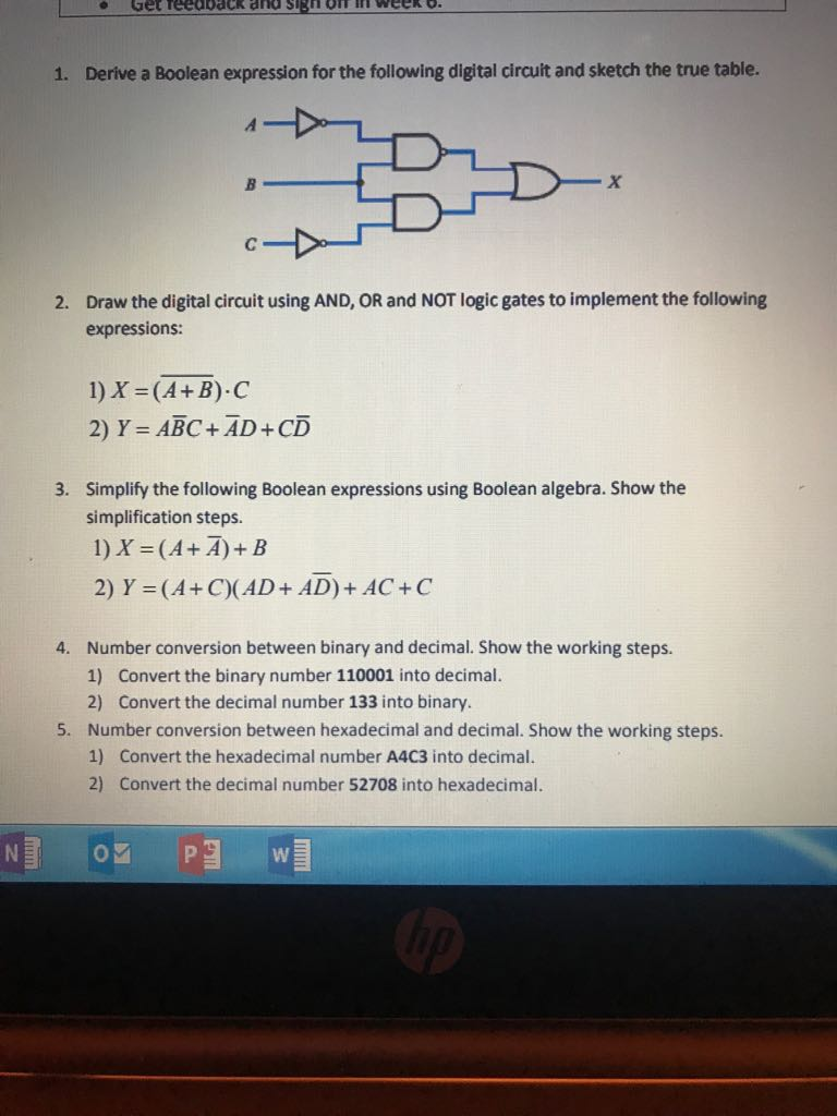 Solved Get feeaback and signon Wweek o 1. Derive a Boolean | Chegg.com