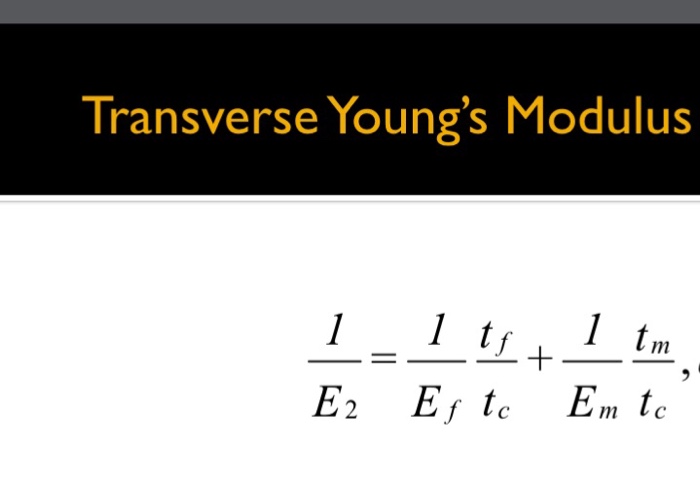 Solved Transverse Young's Modulus 1 / E_2 = 1/E_f t_f / t_c | Chegg.com