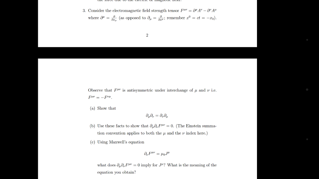 Consider the electromagnetic field strength tensor F | Chegg.com