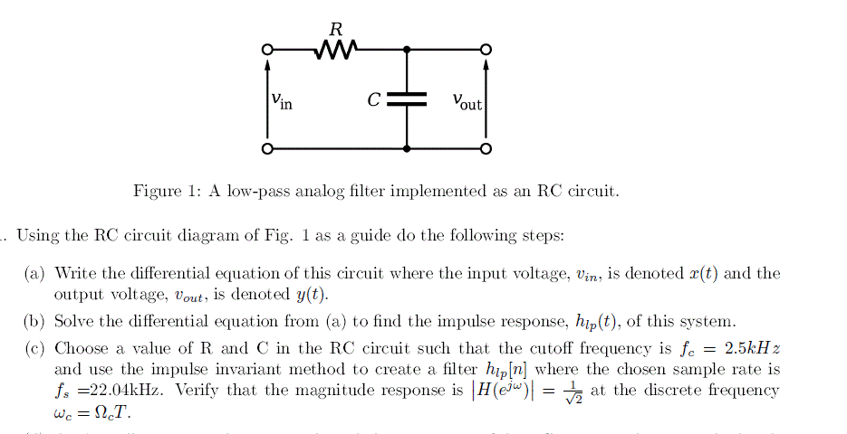 Solved V: in out analog filter implemented as an RC circuit. | Chegg.com