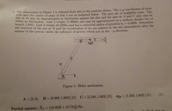 Solved e mechanism in Figure 1 is released from rest in the | Chegg.com