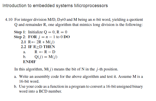 Solved Introduction to embedded systems Microprocessors 4.10 | Chegg.com