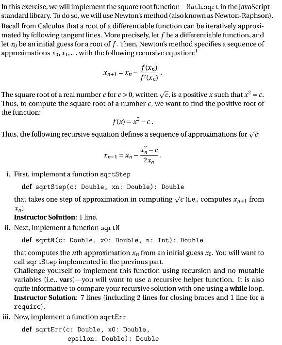 Solved In this exercise, we will implement the squareroot | Chegg.com