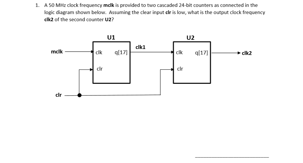 Solved A 50 MHz clock frequency mclk is provided to two | Chegg.com
