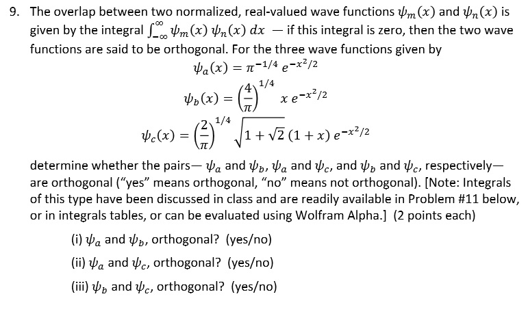 Solved The overlap between two normalized, real-valued wave | Chegg.com