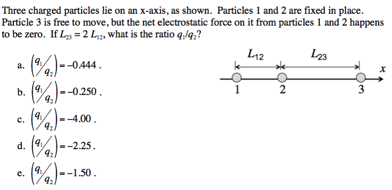 Solved Three charged particles he on an x-axis, as shown. | Chegg.com