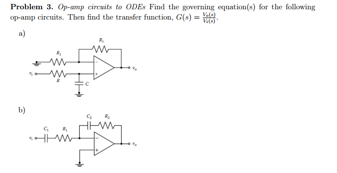 Solved Op-amp circuits to ODEs. Find the governing | Chegg.com