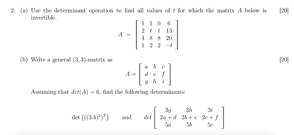 Solved 2. (a) Use the determinant operation to find all | Chegg.com