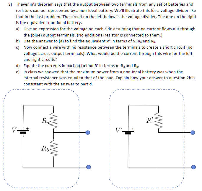Solved Thevenin's theorem says that the output between two | Chegg.com