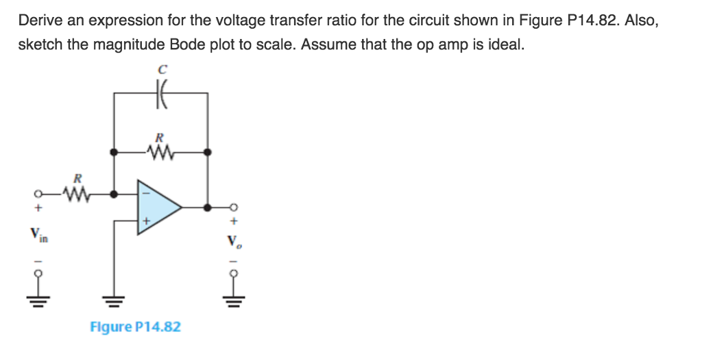 Solved Derive an expression for the voltage transfer ratio | Chegg.com