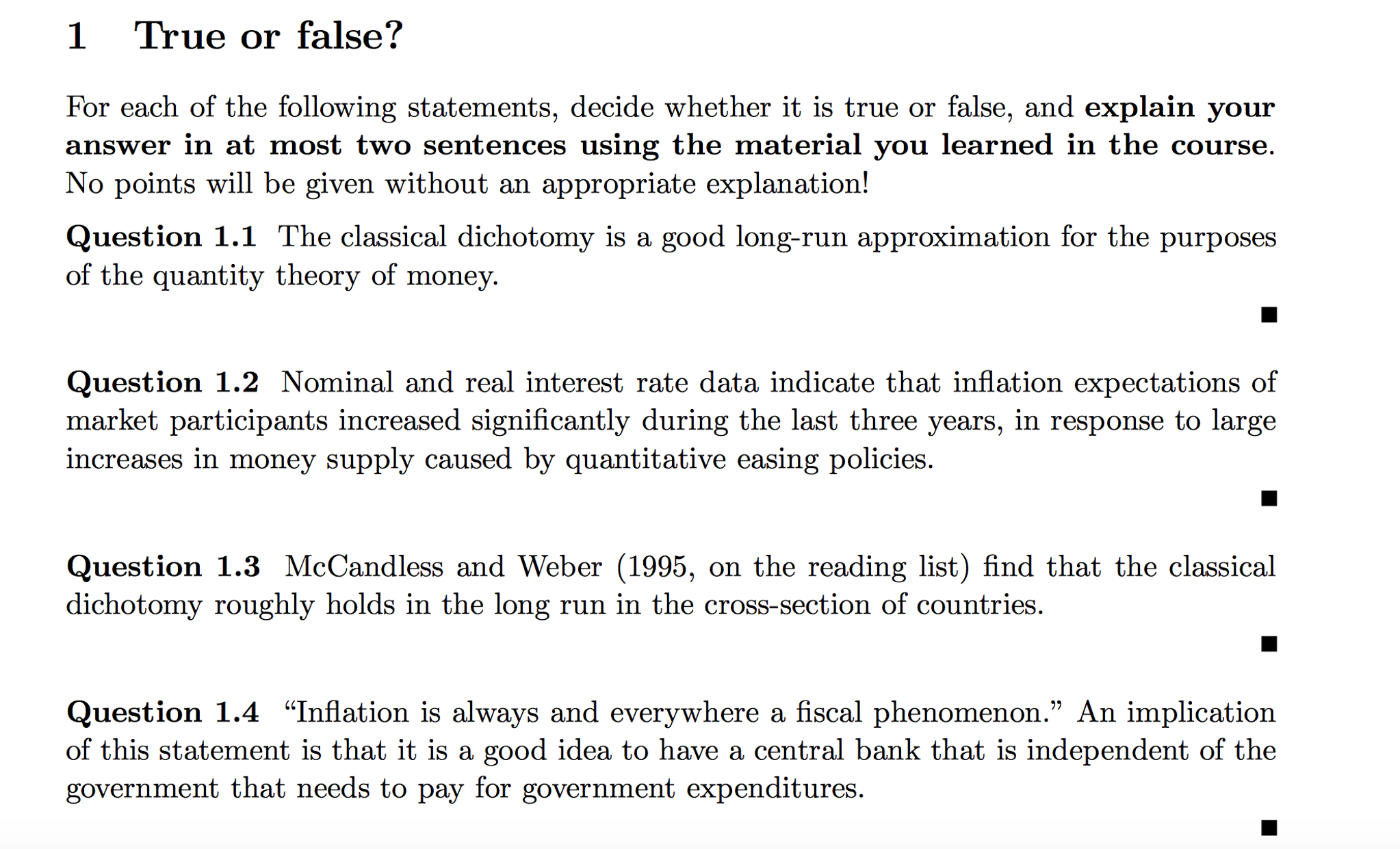 Solved True or false? For each of the following statements, | Chegg.com