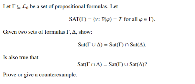 Solved Let「 Lo be a set of propositional formulas. Let | Chegg.com