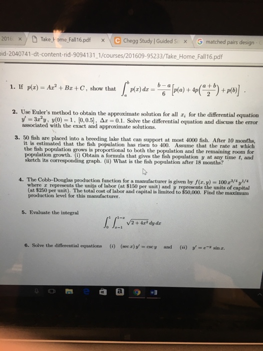 Solved If p(x) = Ax^2 + Bx + C, show that integral_a^b p(x) | Chegg.com