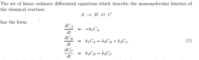 Solved The set of linear ordinary differential equations | Chegg.com