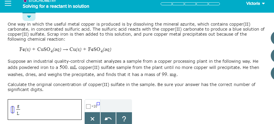 Solved One way in which the useful metal copper is produced | Chegg.com