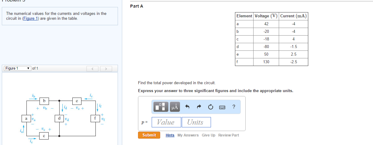 Solved The numerical values for the currents and voltages in | Chegg.com