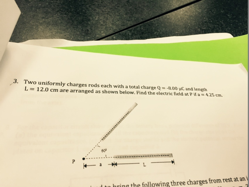 3. Two uniformly charges rods each with a total | Chegg.com