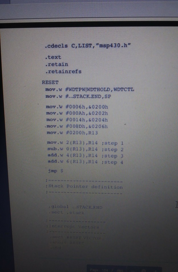 Solved .cdecls C,LIST, "msp430 .h" .text .retain .retainrefs | Chegg.com