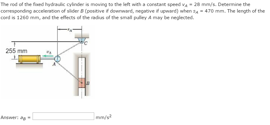 Solved The rod of the fixed hydraulic cylinder is moving to | Chegg.com