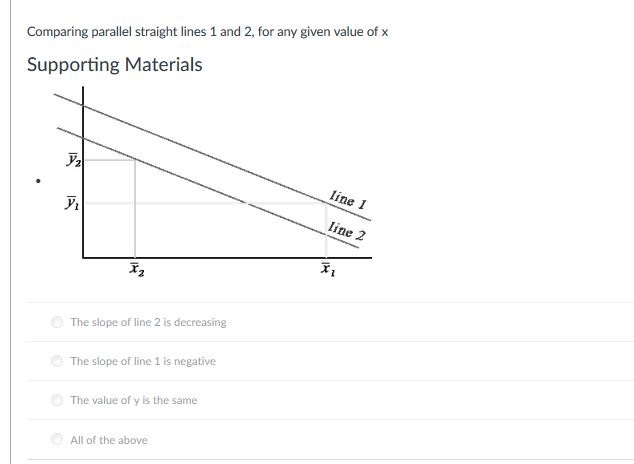 Solved Comparing parallel straight lines 1 and 2, for any | Chegg.com