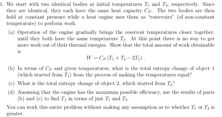 Solved 1. We start with two identical bodies at initial | Chegg.com