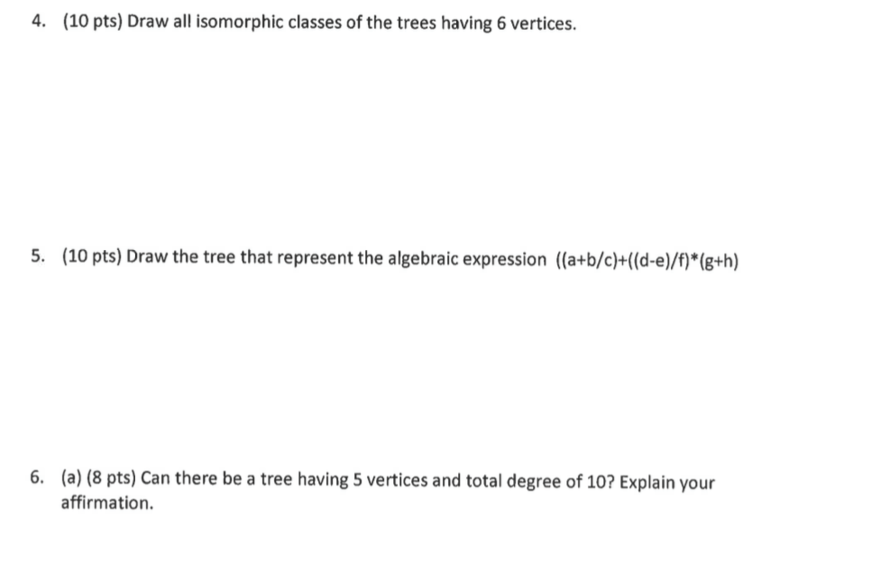 Solved 4. (10 pts) Draw all isomorphic classes of the trees | Chegg.com