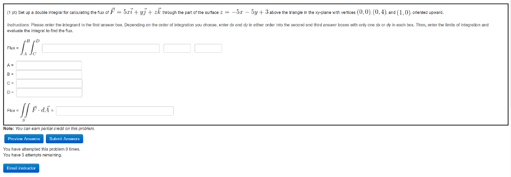 Solved Set up a double integral for calculating die flux of | Chegg.com