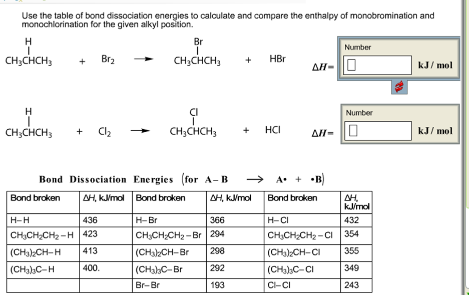Solved Use the table of bond dissociation energies to | Chegg.com