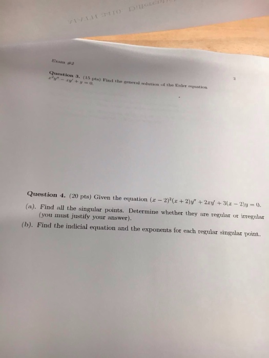 Solved Find the general solution of the Euler equation x^4y" | Chegg.com