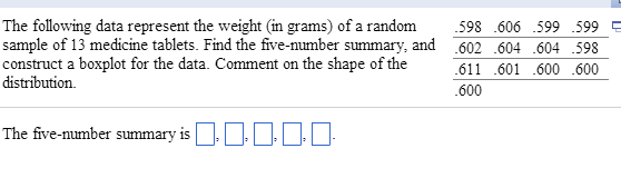 Solved The following data represent the weight (in grams) of | Chegg.com