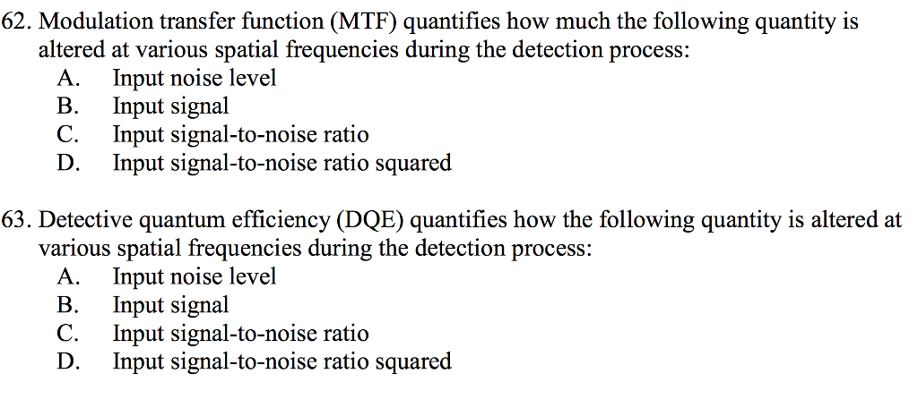 Solved 62. Modulation transfer function (MTF) quantifies how | Chegg.com