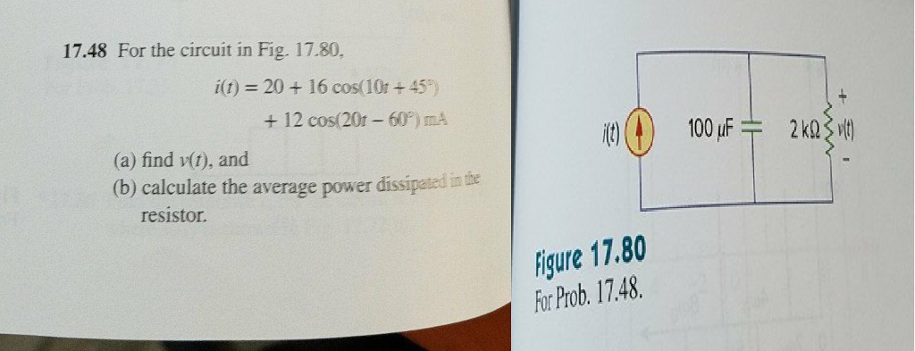 Solved 17.48 For the circuit in Fig. 17.80, i(t) = 20 + 16 | Chegg.com