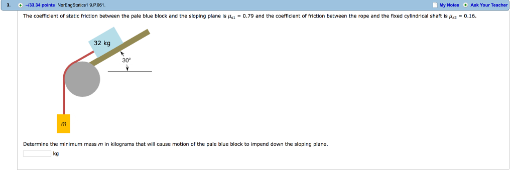 Solved The coefficient of static friction between the pale | Chegg.com