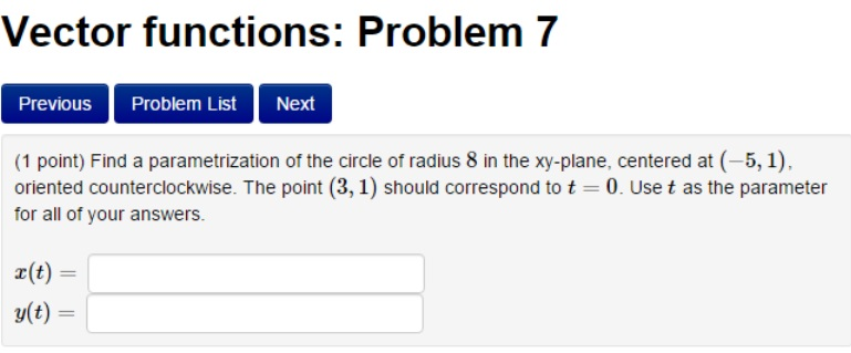 Solved Find a parametrization of the circle of radius 8 In | Chegg.com