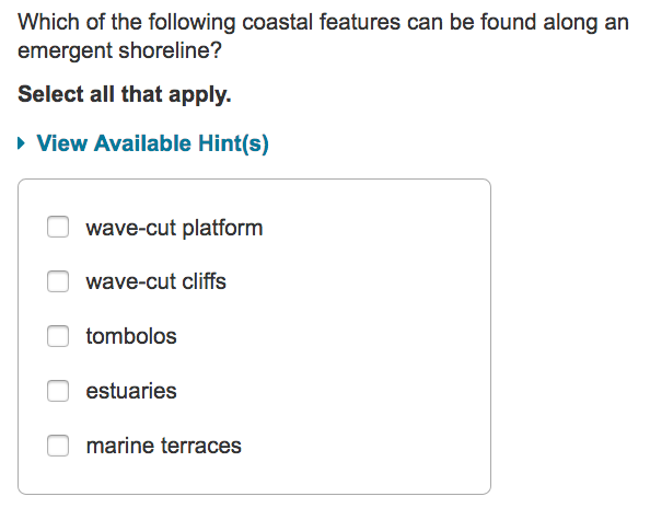 Which of the following coastal features can be found | Chegg.com