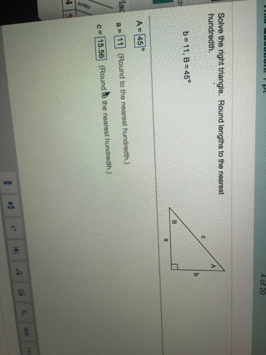 Solved Solve the right triangle. Round lengths to the | Chegg.com