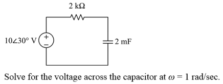 Solved Solve for the voltage across the capacitor at omega = | Chegg.com