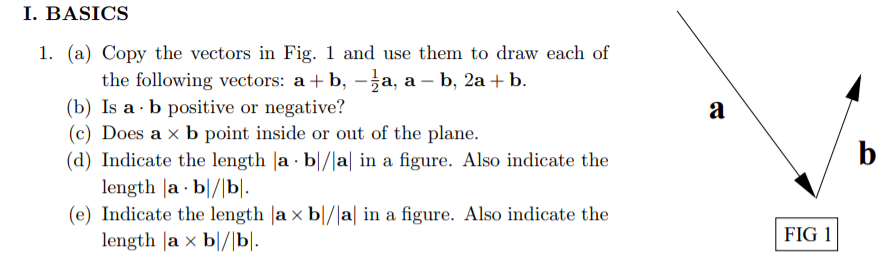 Solved I. BASICS 1. (a) Copy the vectors in Fig. 1 and use | Chegg.com